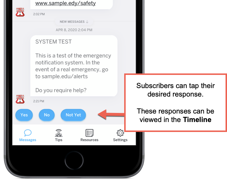 App endpoint: Sending a message – Omnilert