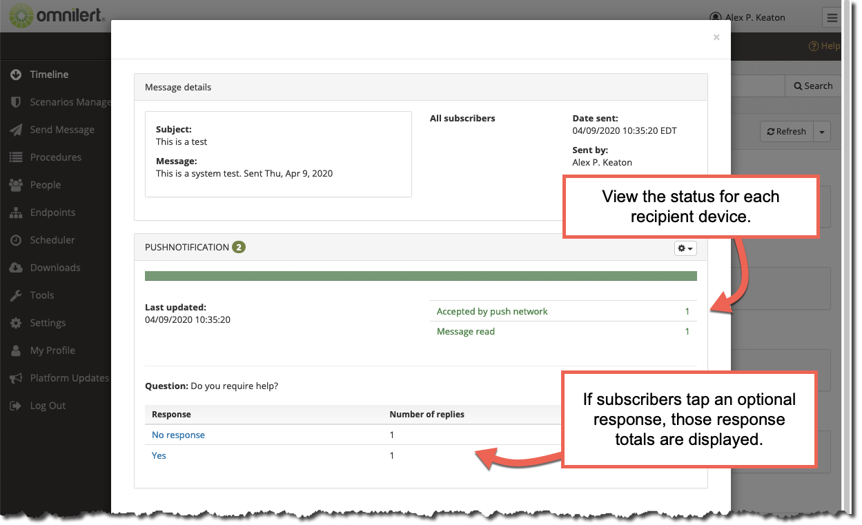 App endpoint: Sending a message – Omnilert